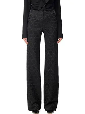 Alberta Ferretti Textured Wide Leg Trousers - Black