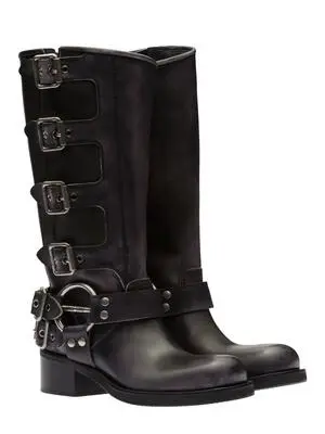 Miu Miu Leather Boots - Black