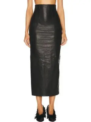 Khaite Loxley Leather Skirt - Black
