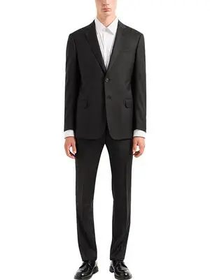 Emporio Armani Essential G Line Regular Fit Notch Lapel Suit - Black