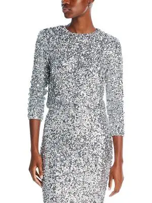 AQUA Sequin Long-Sleeve Top - Aqua Exclusive