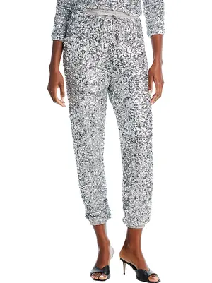 Aqua Aqua Sequin Joggers Silver