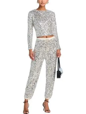 Aqua Aqua Sequin Joggers Silver/nude