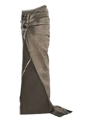 Rick Owens Edfu Denim Maxi Skirt - Grey