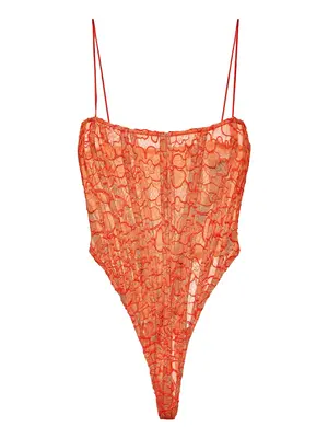 LAQUAN SMITH Lace Bodysuit - Orange