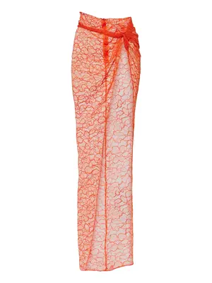 LAQUAN SMITH Lace Wrap Skirt - Orange