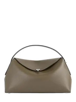 TOTEME TOTEME T-Lock Curved Leather Shoulder Bag Dark Taupe