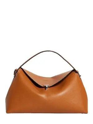 TOTÊME T-lock Curved Leather Shoulder Bag - Tan Grain