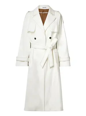 Partow Noah Belted Two-tone Trench Coat - White