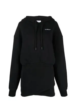 Off-White Logo-embroidered Hoodie Minidress - Black