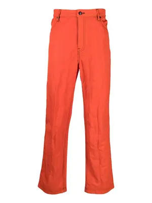 Eckhaus Latta Crinkled-finish Straight-leg Trousers - Red