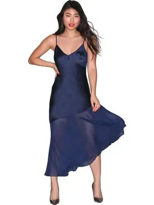 Fleur Du Mal Chiffon & Satin Slip Blue-0
