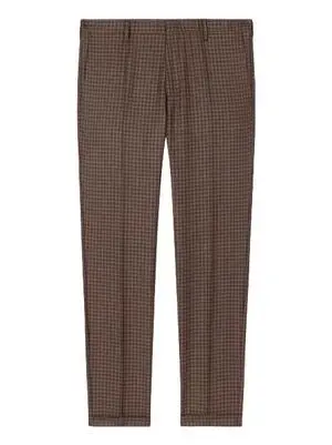 Paul Smith Gingham Check Slim-fit Wool Trousers - Brown