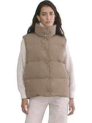 Everlane Puffer Vest Taupe Grey