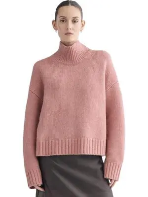 Everlane Oversized Turtleneck Sweater Ash Rose
