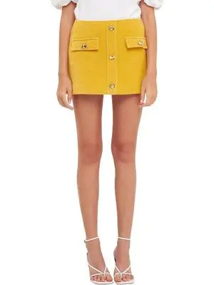 English Factory Bouclé Miniskirt - Yellow