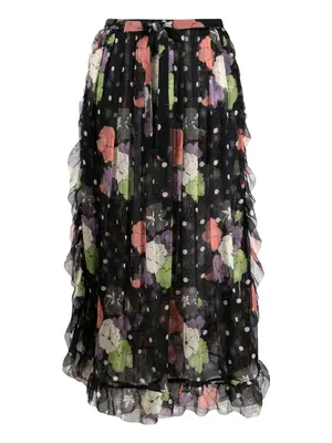 Etro Floral-print Midi Skirt - Black