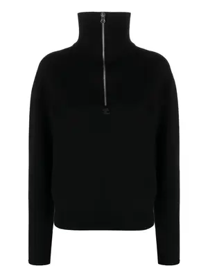 COURREGES Logo-patch Half-zip Jumper - Black