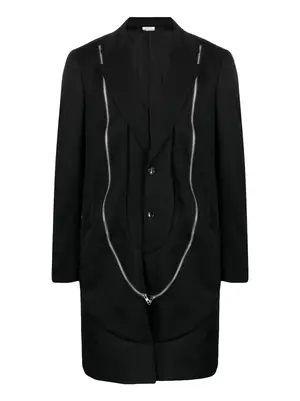 Comme Des Garçons Zip-detailed Wool Coat - Black