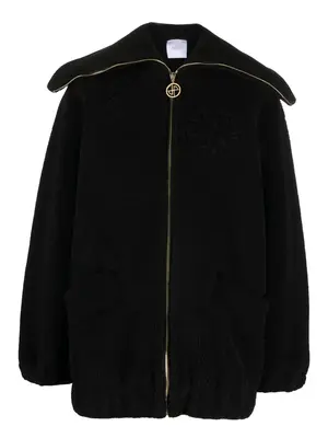 Patou Logo-embroidered Fleece Jacket - Black