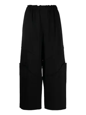 Comme Des Garçons Elasticated-waist Cropped Trousers - Black