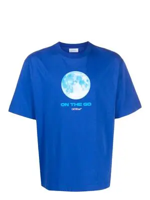Off-White Moon-print Cotton T-shirt - Blue