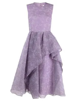 Erdem Floral Organza Cloqué Tiered Dress - Purple