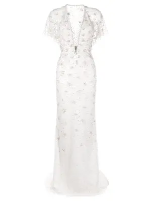 Jenny Packham Sofie Crystal-embellished Gown - Grey