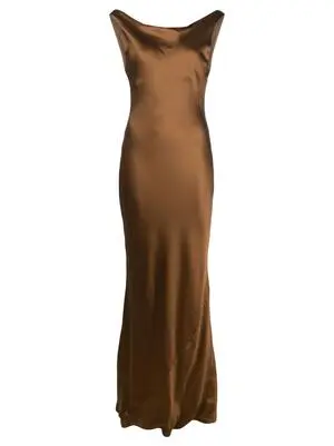 Norma Kamali Satin Finish Gown - Brown