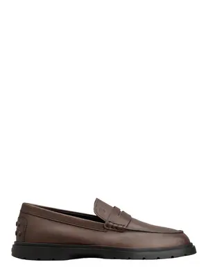 TOD'S Logo-debossed Leather Loafers - Brown