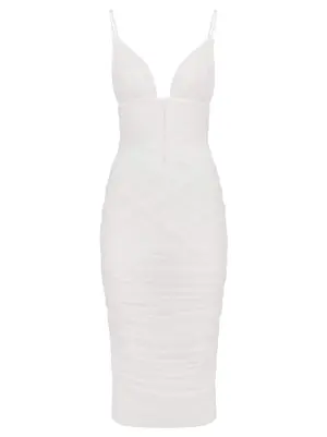 Dolce & Gabbana Draped Tulle Midi Dress - White