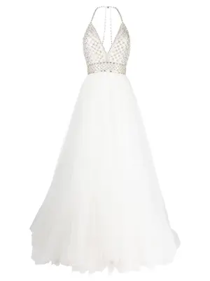 Jenny Packham Eva Crystal-embellished Gown - White