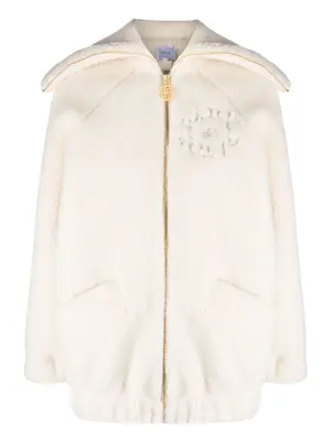 Patou Logo-embroidered Fleece Jacket - Neutrals