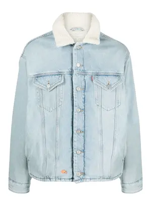 ERL X Levi's Sherpa Trucker Denim Jacket - Blue