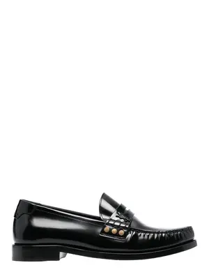 Saint Laurent Leather Penny Loafers - Black