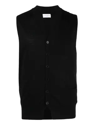 BALLANTYNE V-neck Wool Vest - Black