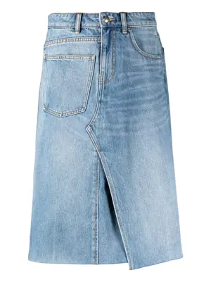 Tory Burch Deconstructed Denim Skirt - Blue