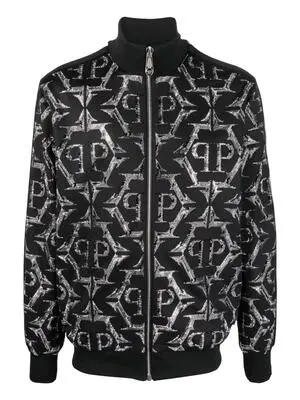 Philipp Plein Rhinestone-embellished Zip-up Jacket - Black