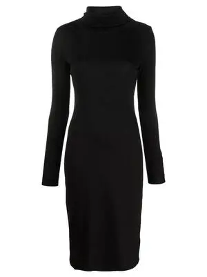 Ralph Lauren Fine-ribbed Midi Dress - Black