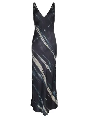 Voz Double V Bias Sleeveless Dress - Blue