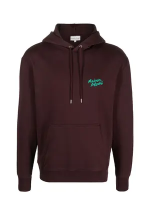 Maison Kitsuné Logo-embroidered Cotton Hoodie - Brown