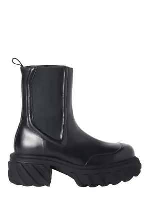 Off-White Tractor Leather Boots - Black
