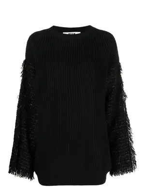MSGM Frayed Detailing Ribbed-knit Jumper - Black
