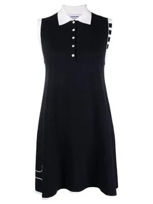 Thom Browne 4-bar Stripe Dog Print Polo Dress - Blue
