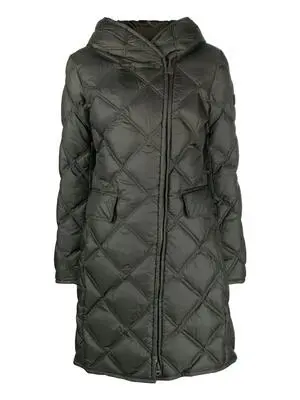 Peuterey Hooded Quilted Mid-length Coat - Green