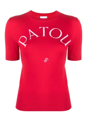 Patou Intarsia Knit Logo Top - Red