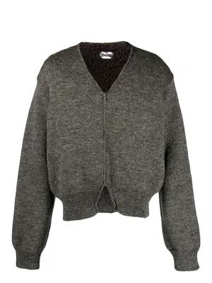 MAGLIANO V-neck Zip-up Wool Cardigan - Grey