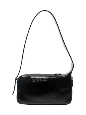 COURREGES One Racer Leather Shoulder Bag - Black