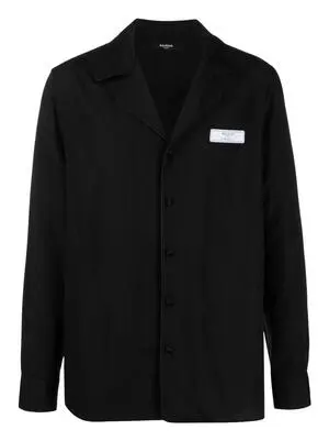Balmain Logo-patch Long Sleeve Shirt - Black