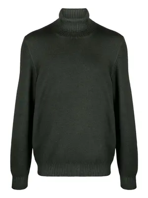 BARBA NAPOLI Roll-neck Virgin Wool Jumper - Green